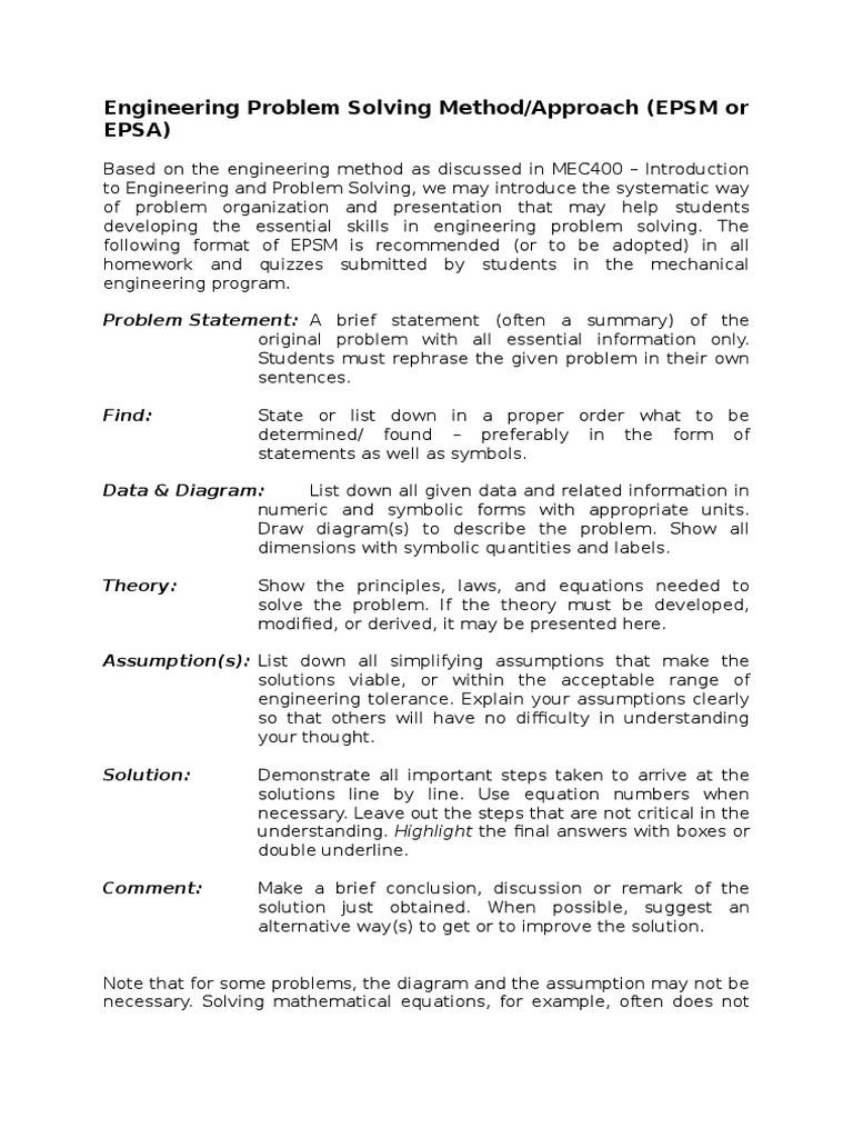 Engineering Problem Solving Method | Download Free PDF | Kilogram | Engineering