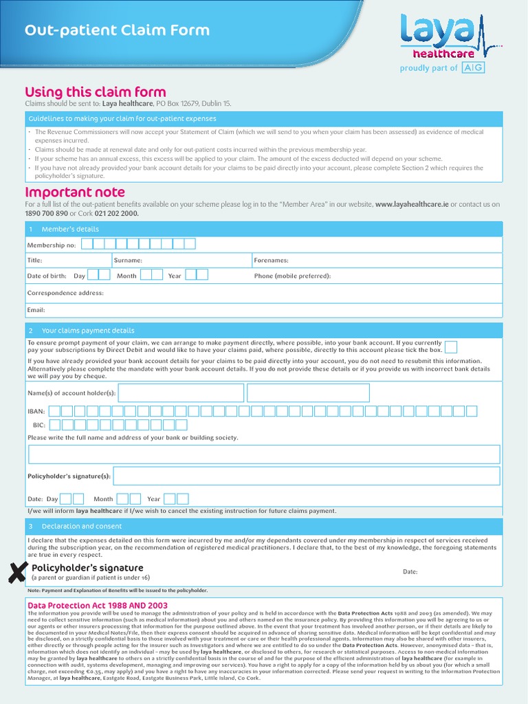 Laya Claim Form | PDF | Insurance | Health Care