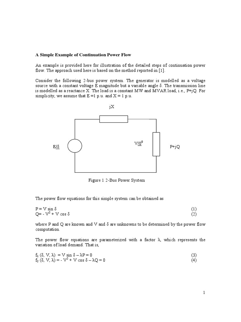 Continuation Power Flow Example | PDF | Derivative | Equations