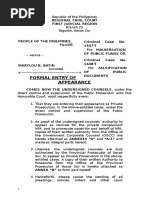 Sample Formal Entry of Appearance - People v. X | PDF