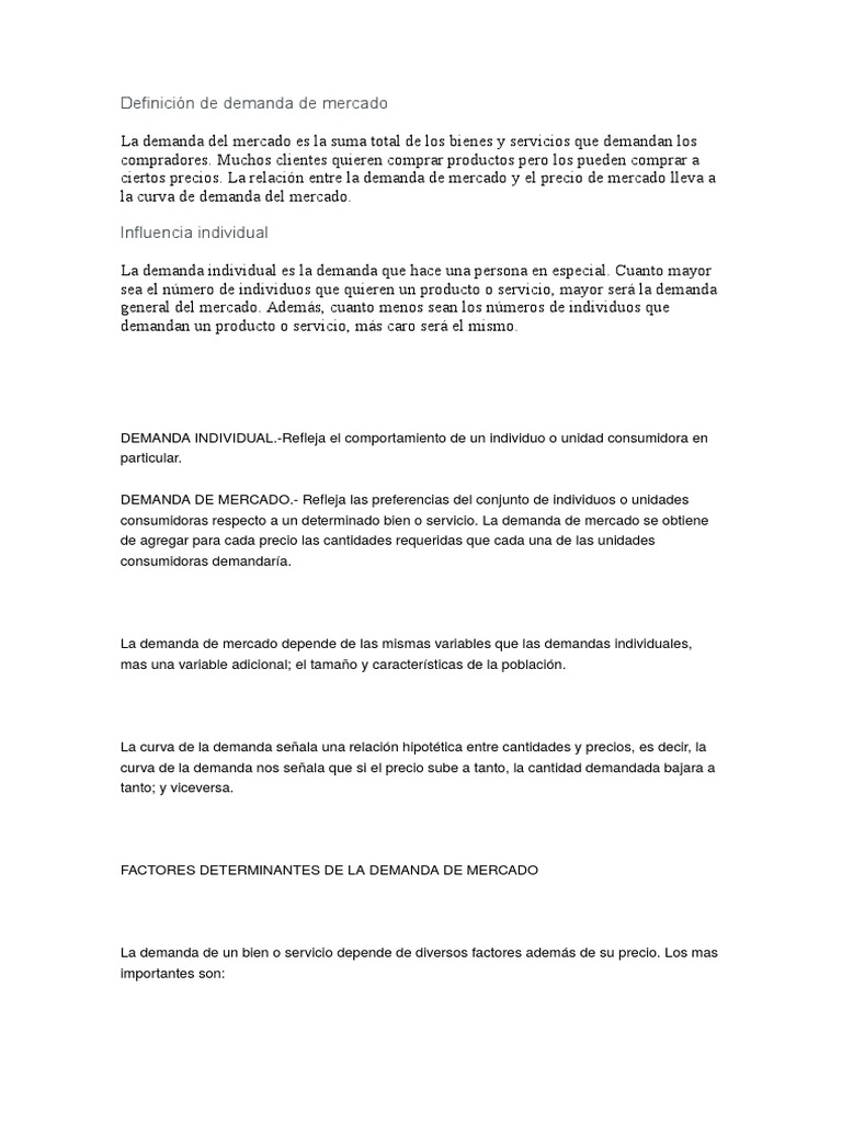 Definición de Demanda de Mercado 1 | PDF | Curva de demanda | Demanda