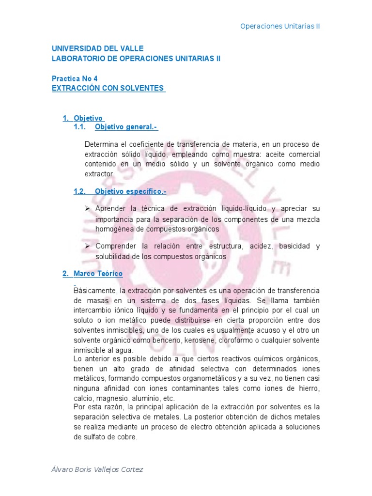 Extracción Con Solventes | PDF | Química | Materiales