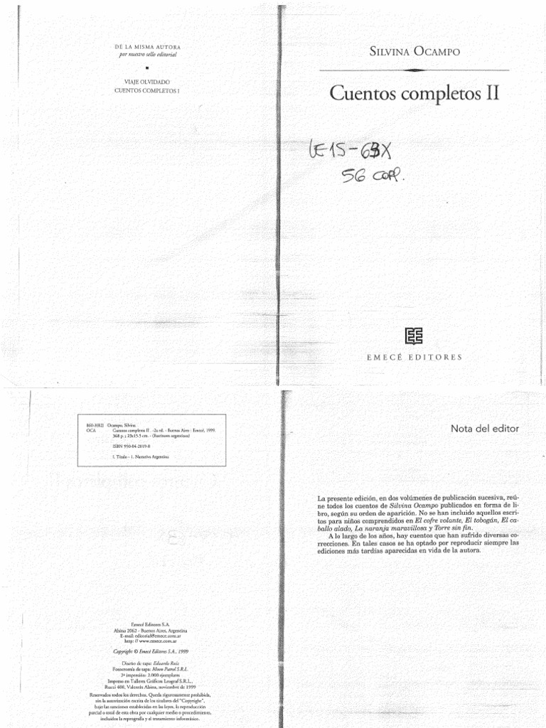 Silvina Ocampo, Selección de Cuentos (Cuentos Completos II) | PDF