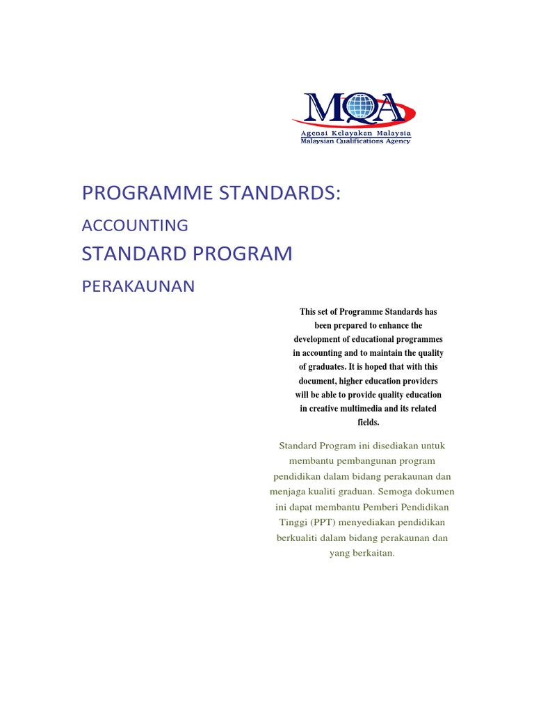 Program Standards Accounting | PDF | Academic Degree | Doctor Of Philosophy