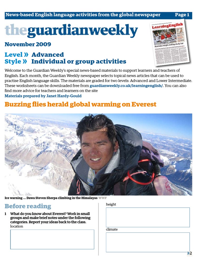 Advanced Lesson Plan (November) | PDF | Mount Everest | Mountains