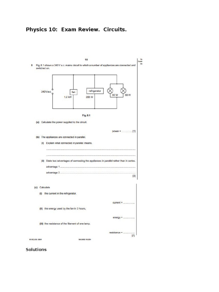 IGCSE Questions Circuits 1 | PDF