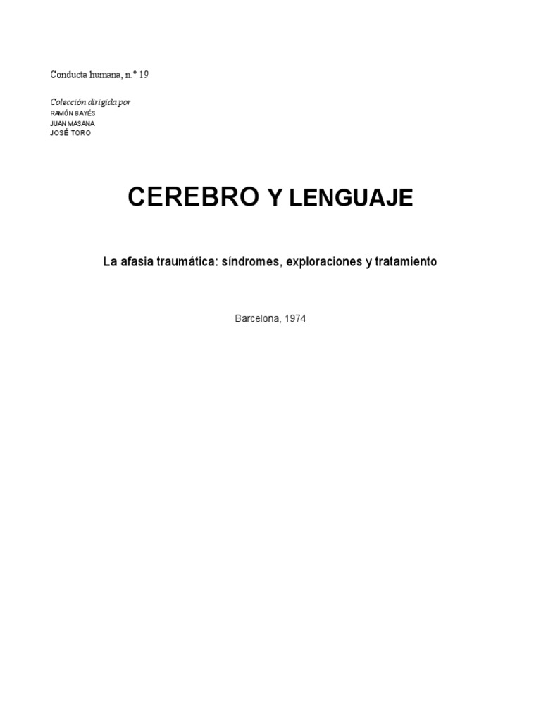 Cerebro Y Lenguaje Pdf Afasia Cerebro