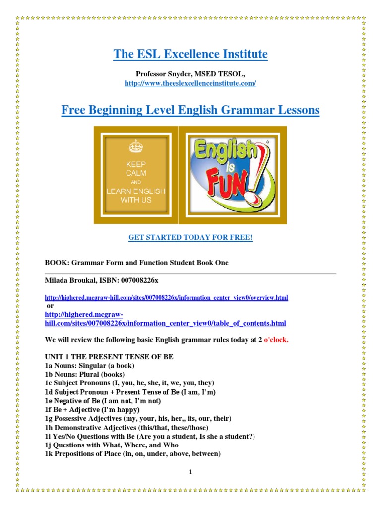Free Basic English Grammar Lessons | PDF | English Grammar | English ...