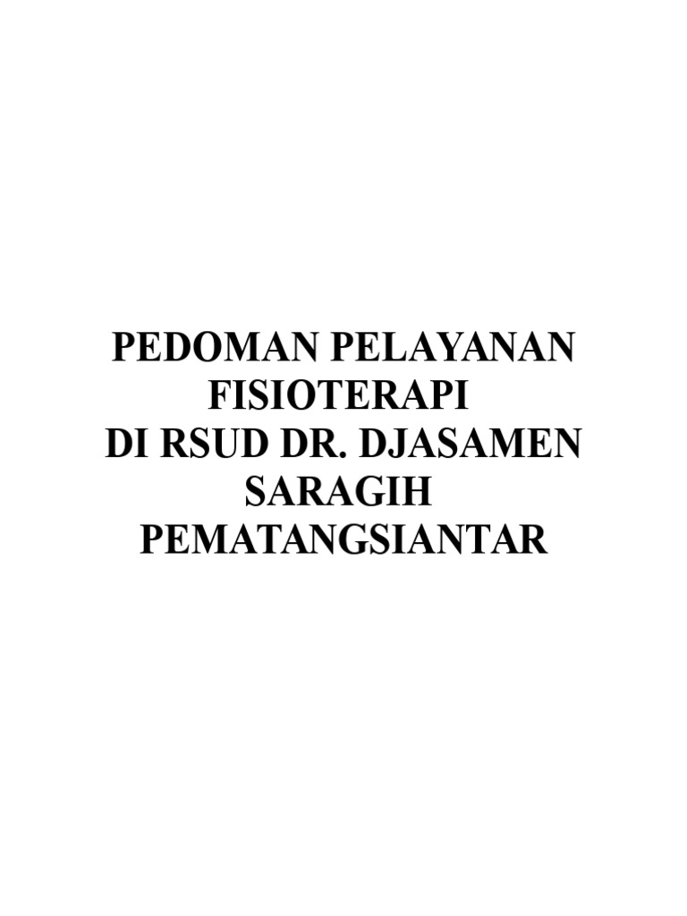 Pedoman Pelayanan Fisioterapi | PDF