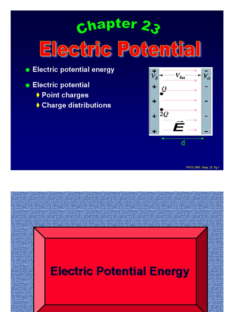 Electric Potential Energy Electric Potential Point Charges Charge ...
