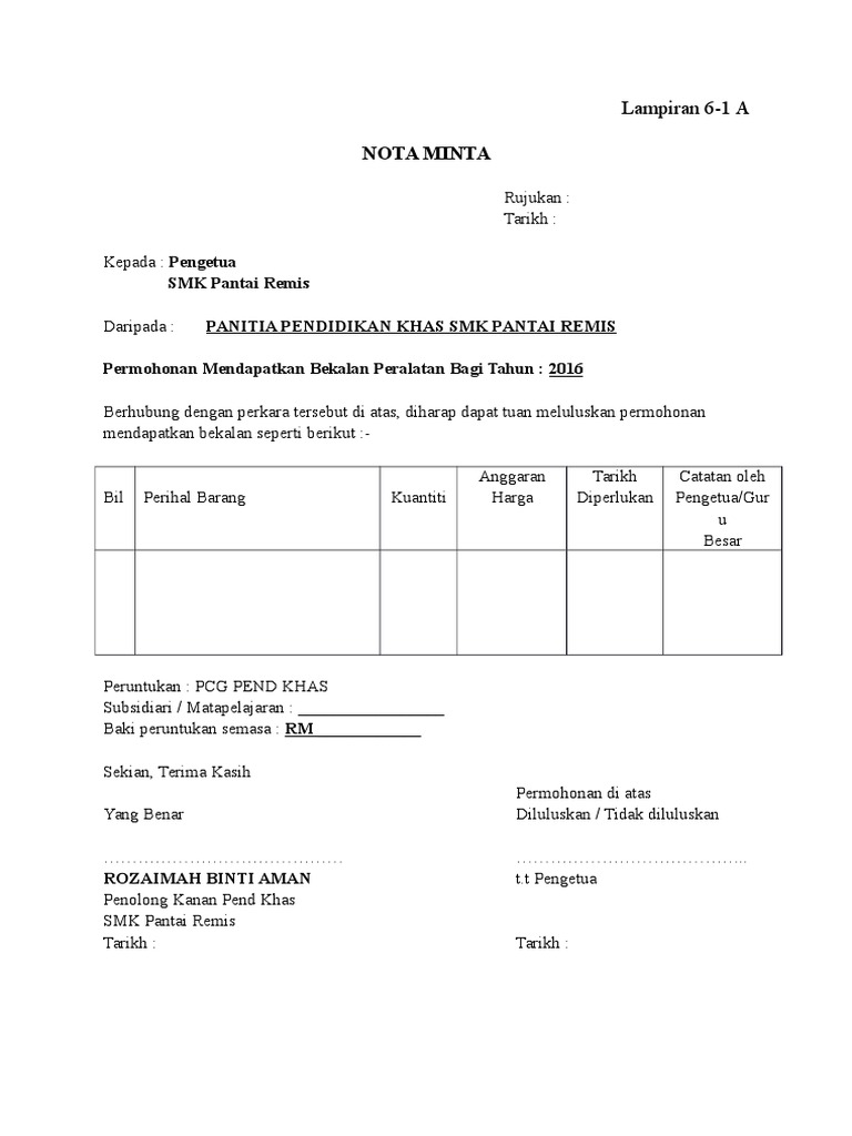 Nota Minta | PDF