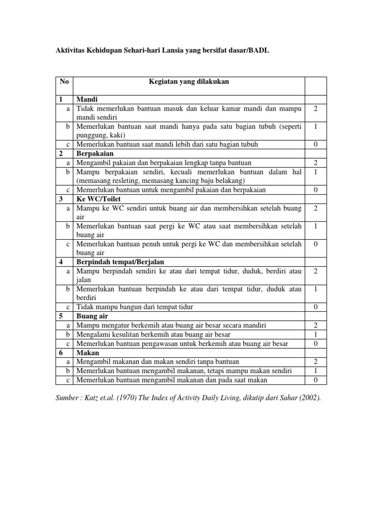 Format Pengkajian Badl Dan Iadl | PDF