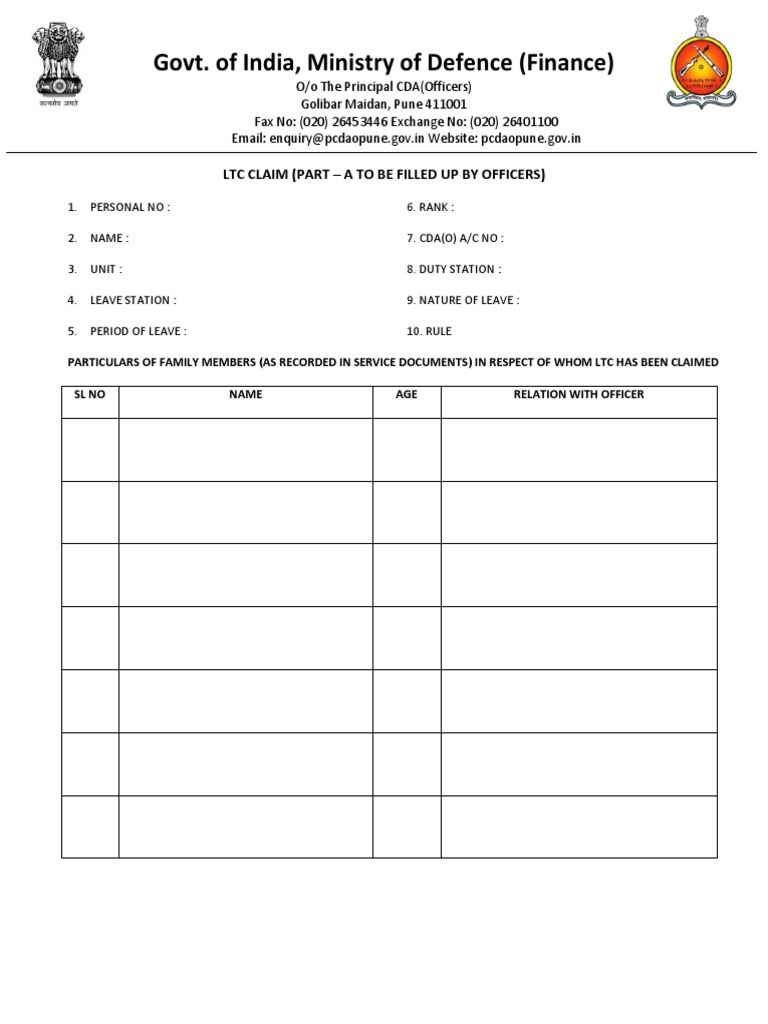 LTC Claim Form for Central Employees | PDF | Finance & Money Management ...