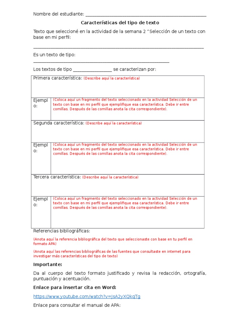 Formato para Actividad Características Del Texto | PDF | Arte