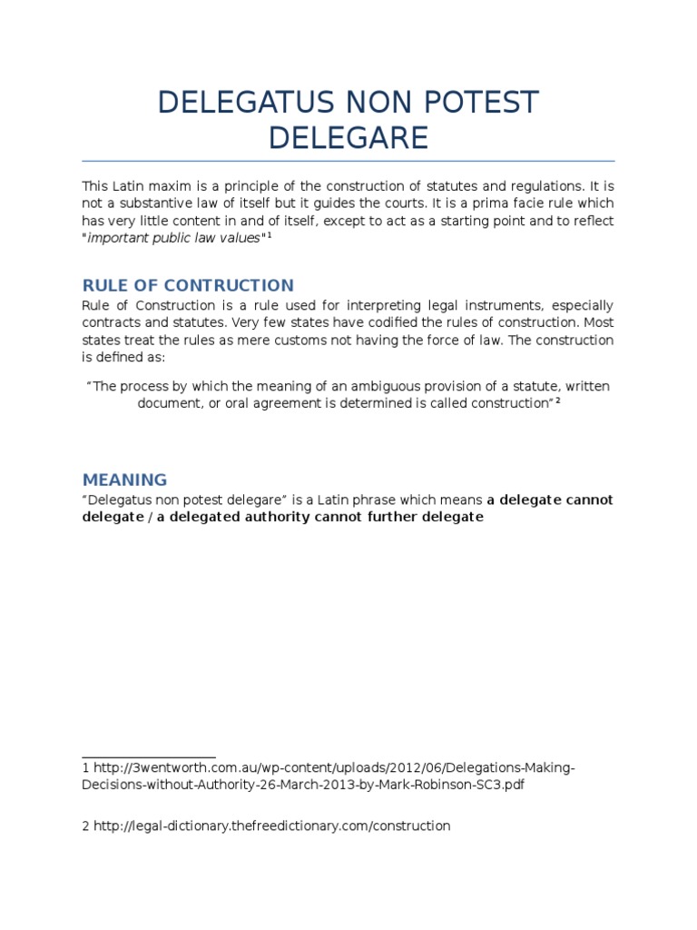 Delegatus Non Potest Delegare | PDF | Statutory Interpretation | Government