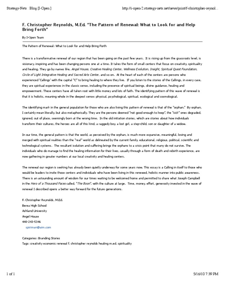 "The Pattern of Renewal: What To Look For and Help Bring Forth" by ...