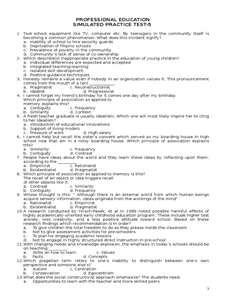 Teacher Licensure Practice Test | PDF | Special Education | Learning