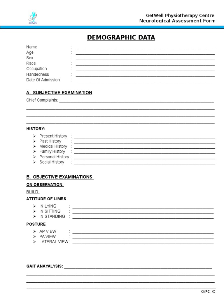 Neurological Physiotherapy Assessment | PDF | Nervous System | Human ...