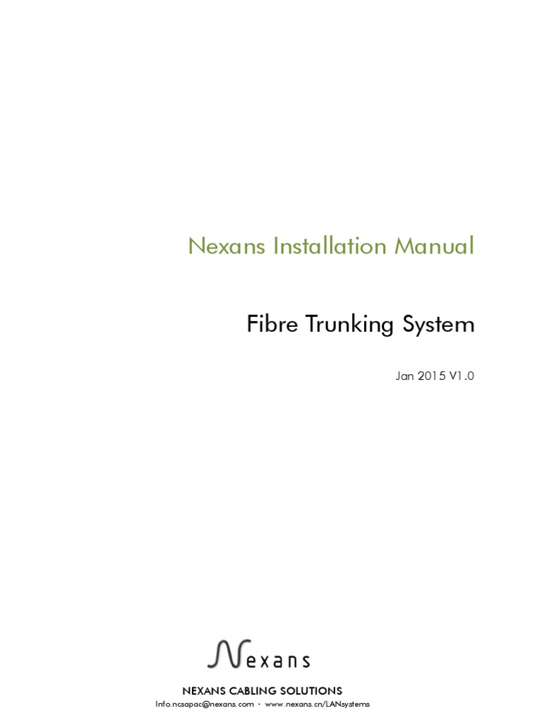 Nexans Fibre Trunking System Installation Manual-V1 | PDF | Cable ...