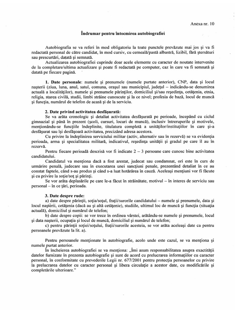 MODEL Autobiografie Indrumar | PDF