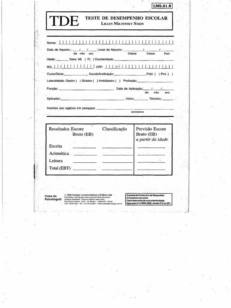 Folha Do Examinador TDE | PDF