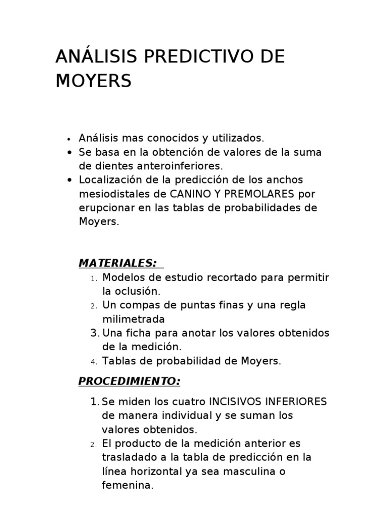 Análisis Predictivo de Moyers en Ortodoncia | PDF | Ciencia y ...