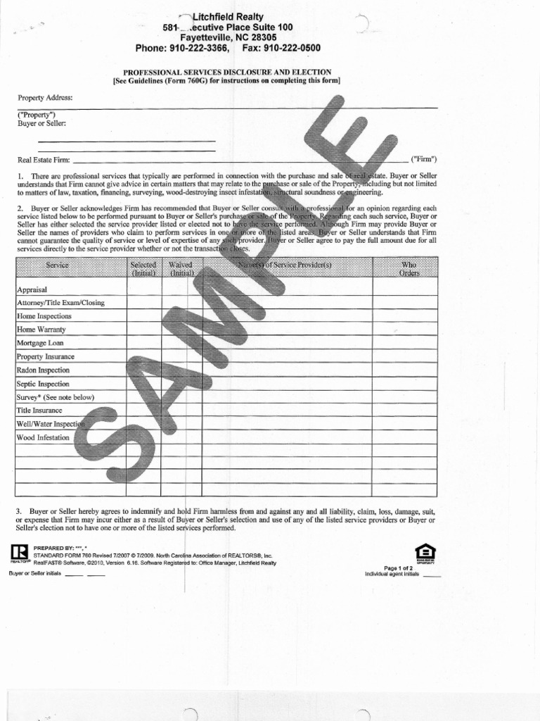 Sample Professional Service Disclosure! | PDF | Easement | Land Law