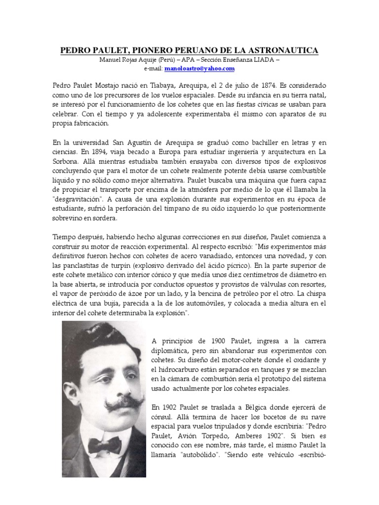 A17 - Pedro Paulet, Pionero Peruano de La Astronautica | PDF ...