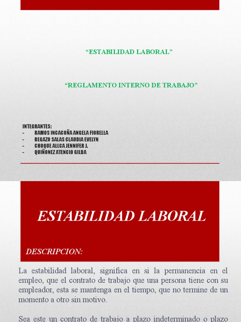 ESTABILIDAD LABORAL | Derecho laboral | Regulación