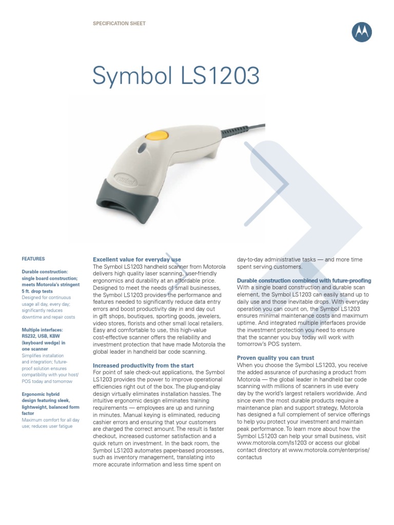 Motorola Symbol LS1203 - Barcode Scanner - WWW - Trridevlabelss | PDF ...