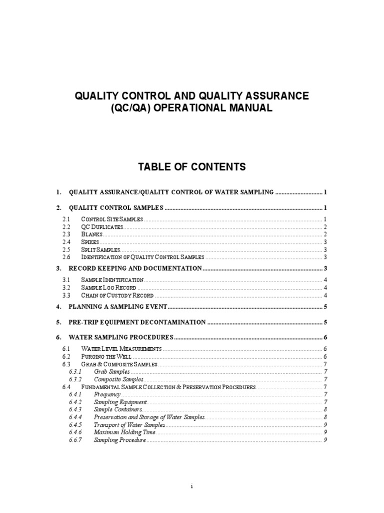 Quality Control and Quality Assurance Manual | PDF | Quality Assurance ...