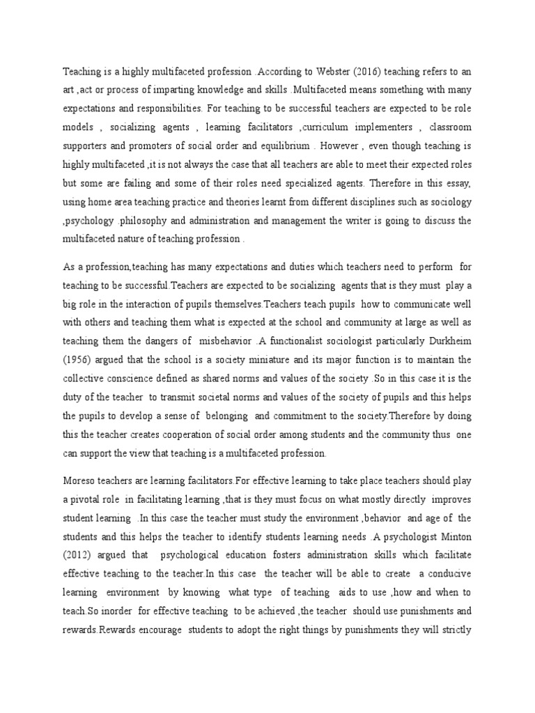 Multifaceted Roles of Teachers in Education | PDF | Teachers ...