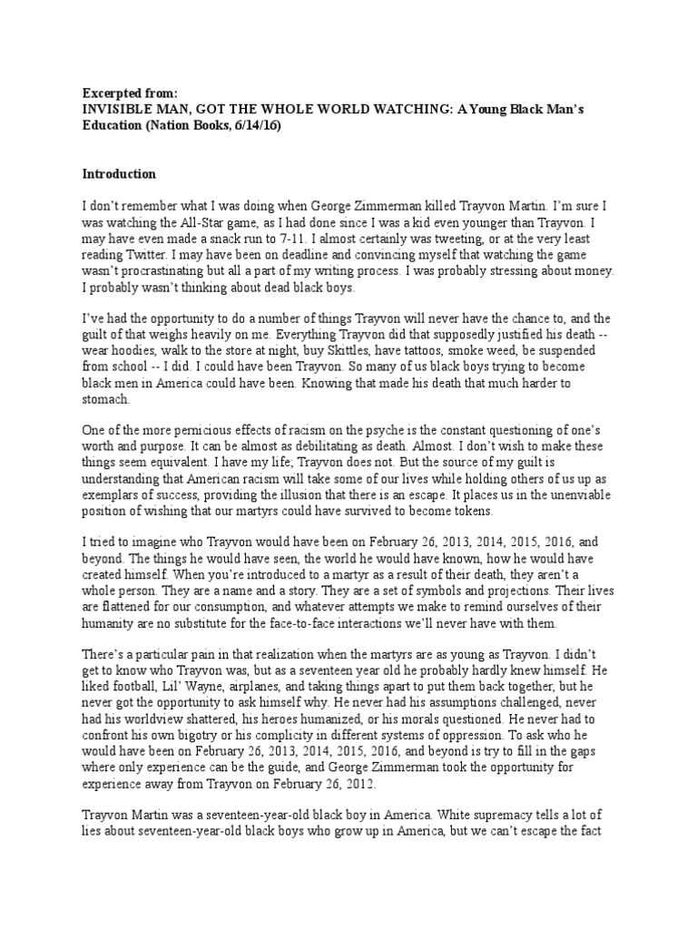 Excerpt From "Invisible Man, Got The Whole World Watching" by Mychal ...