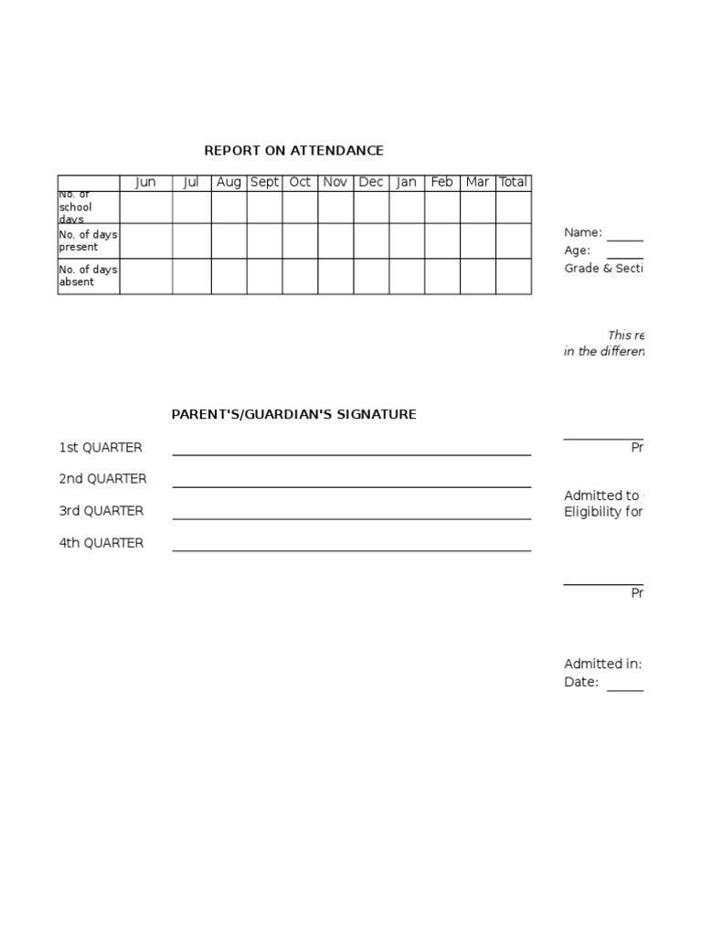 Sample of A Homeschool Report Card | PDF
