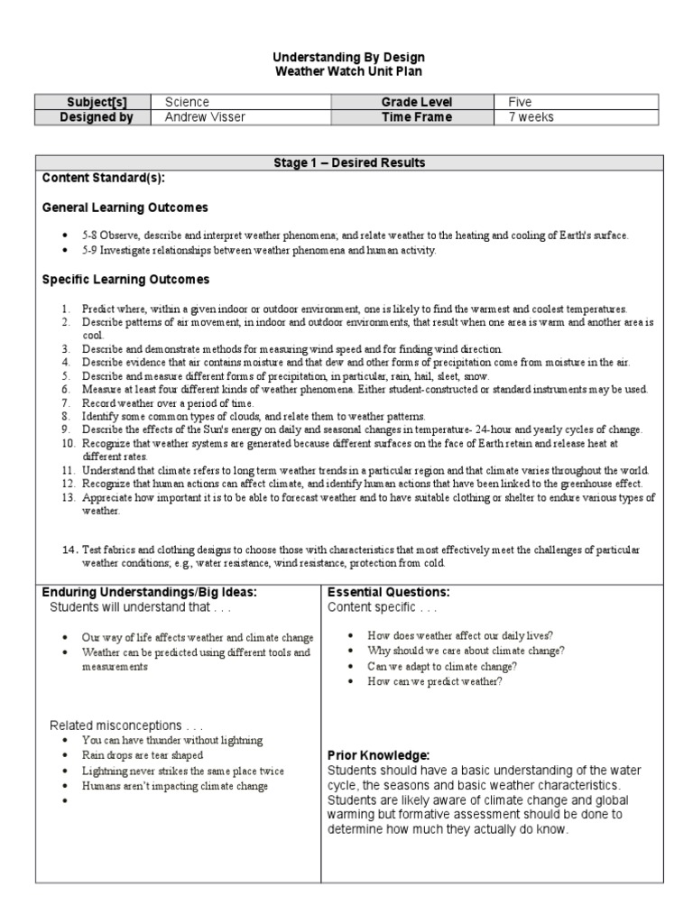 Weather Watch Unit Plan | PDF | Weather | Precipitation