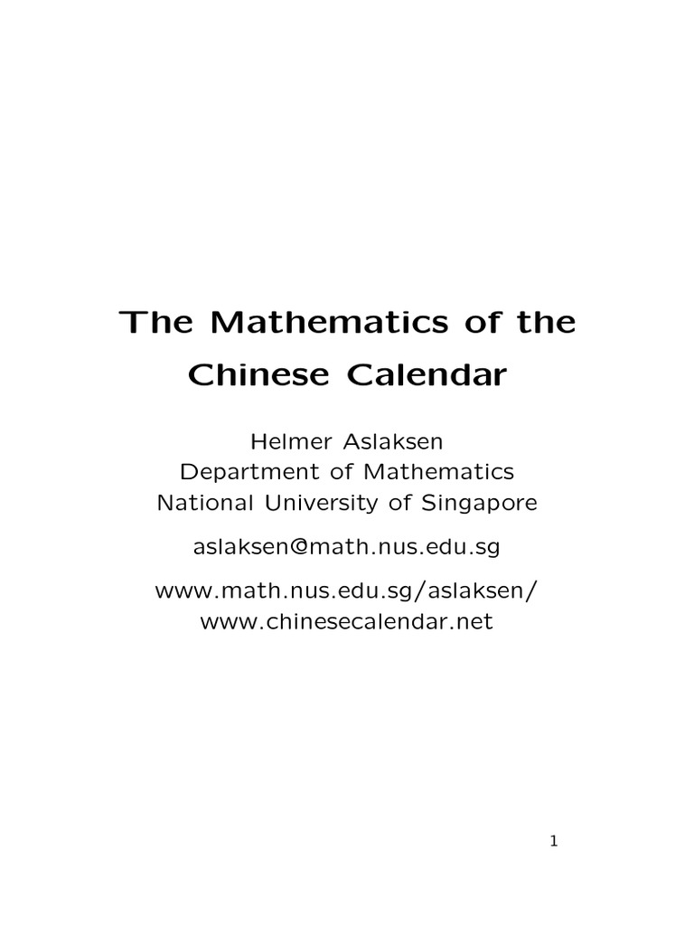 The Mathematics of Chinese Calendar | PDF | Calendar | Astronomy