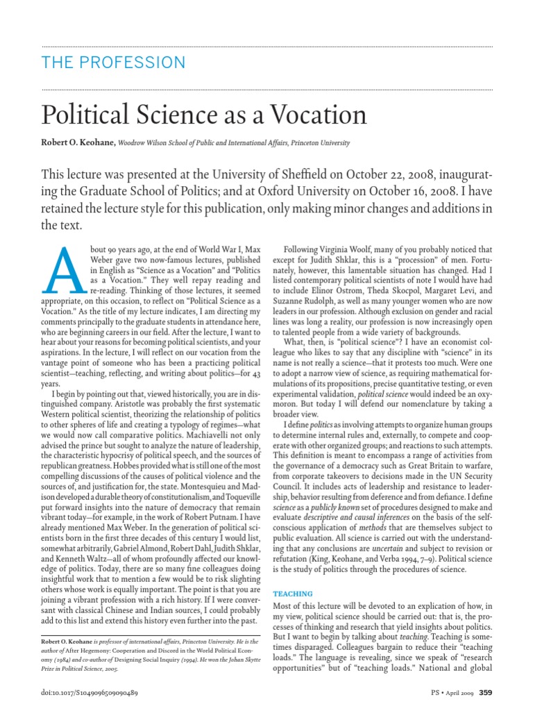 Political Science as a Career Path | PDF | Prediction | Causality