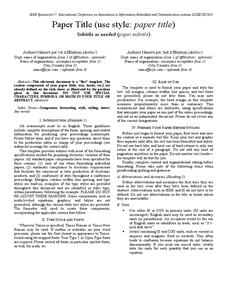 ICIIECS Paper Format | PDF | Bracket | Note (Typography)