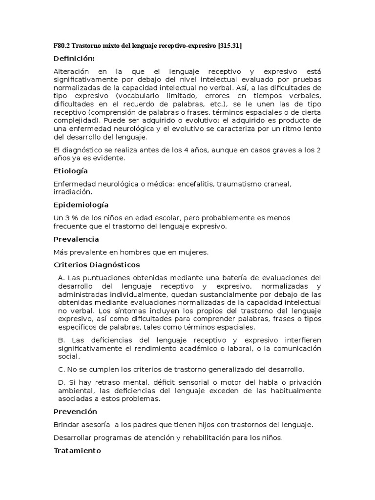Trastorno Mixto del Lenguaje: Guía SEO | PDF | Discapacidad intelectual ...