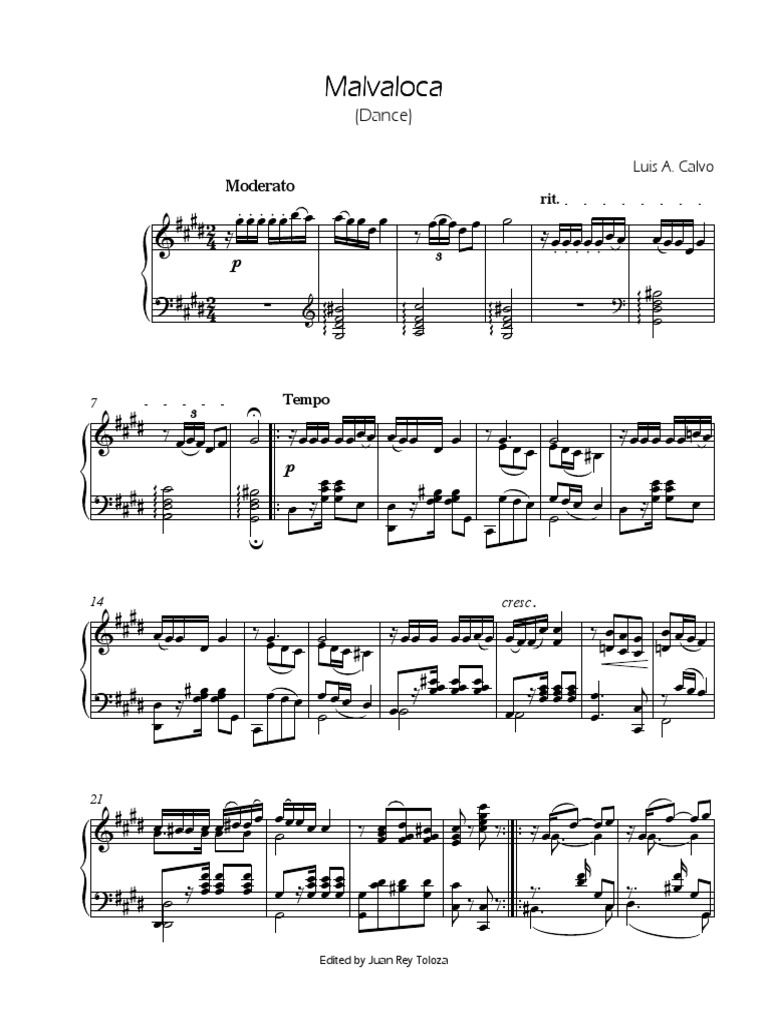 Sheet Malvaloca Luis A. Calvo | PDF