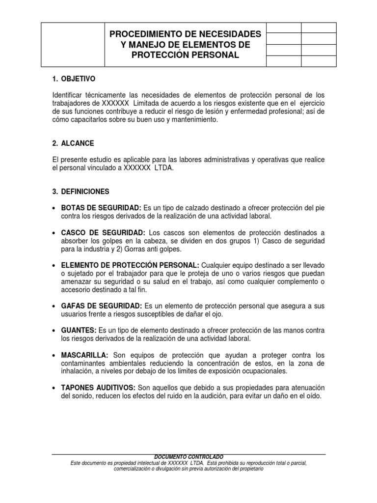 SSA-P-13. Procedimiento de Necesidades de EPP | PDF | La seguridad | Propiedad intelectual