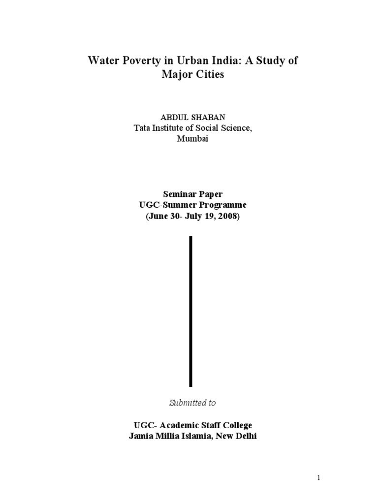 Water Poverty in Urban India Analysis | PDF | Water Resources | Tap Water