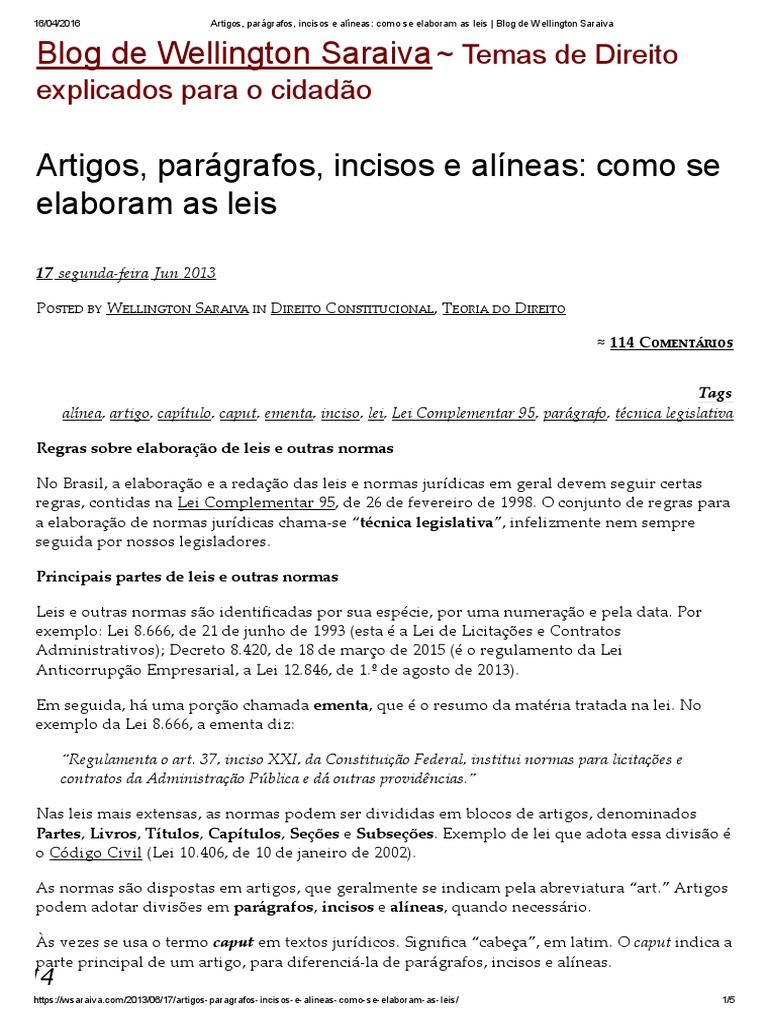 Artigos, Parágrafos, Incisos e Alíneas - Como Se Elaboram As Leis ...