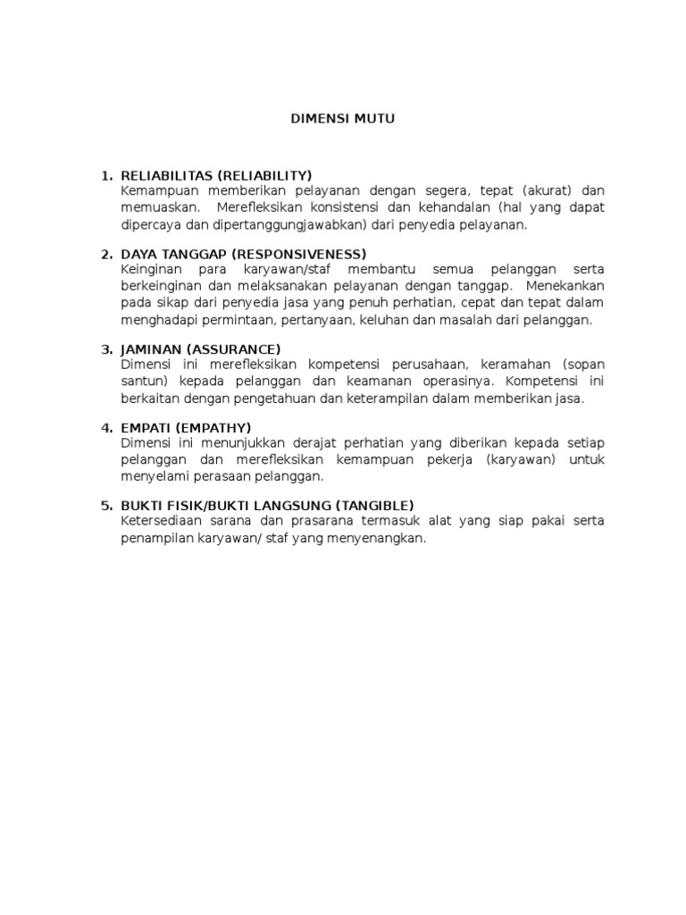 Dimensi Mutu | PDF