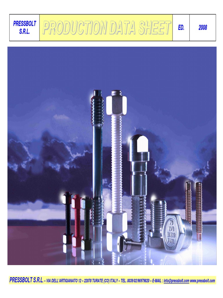 Press Bolt Production Data Sheet 4 | PDF | Technology & Engineering