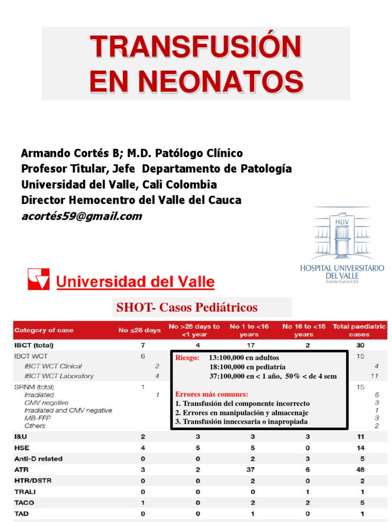 Medicina transfusional en neonatos protocolos de transfusión (1 ...