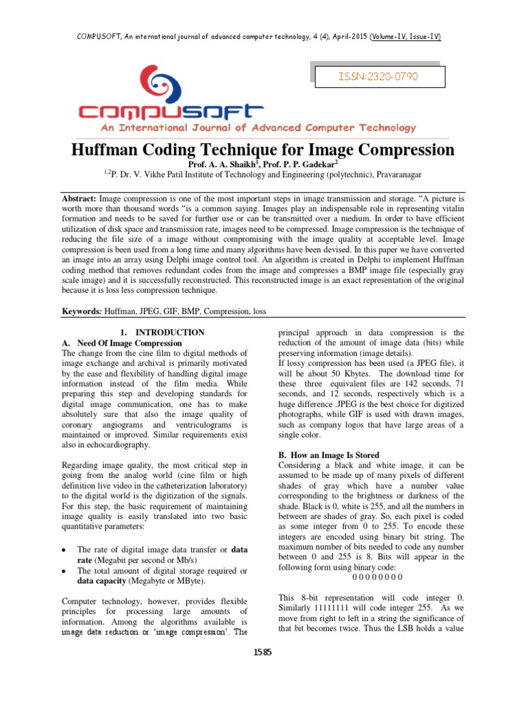 Huffman Coding Paper | PDF | Data Compression | Code