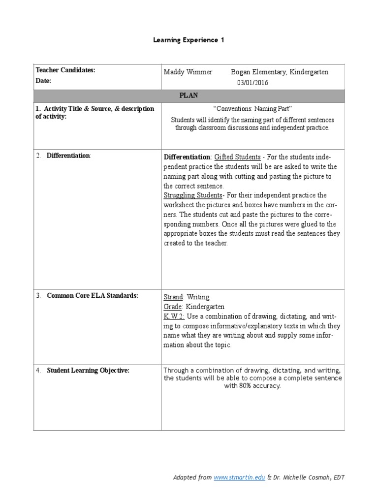 Edtpa Task 1 Part B - Plans For Learning Segment | PDF | Common Core ...