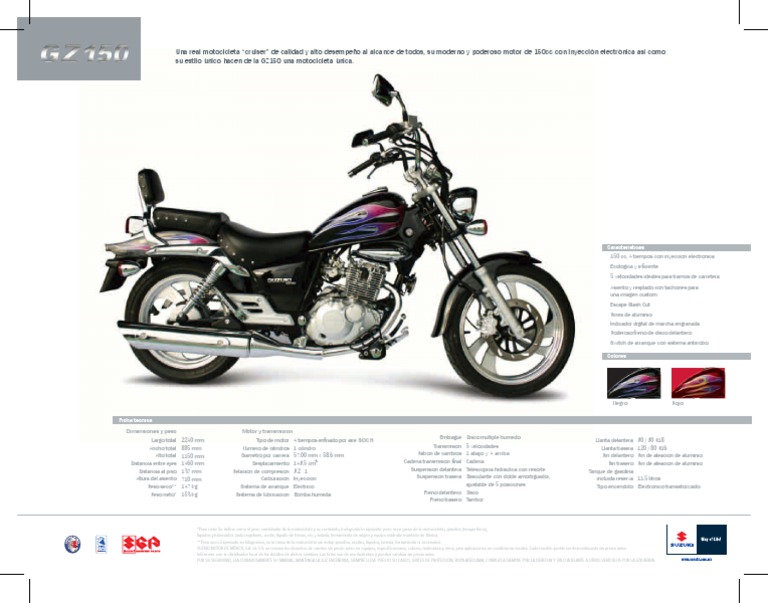 Especificaciones Suzuki GZ150 Chopper | PDF | Motocicleta | Vehículo de ...