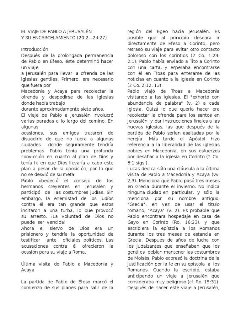 Comentario Libro Los Hechos Cap. 20 21 22 | PDF | Pablo el apóstol | Jesús